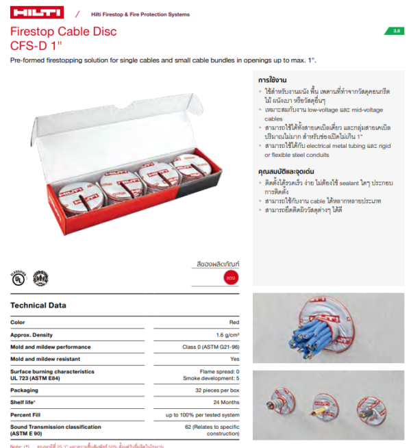 Firestop Cable Disc CFS-D 1" - Bitec Enterprise