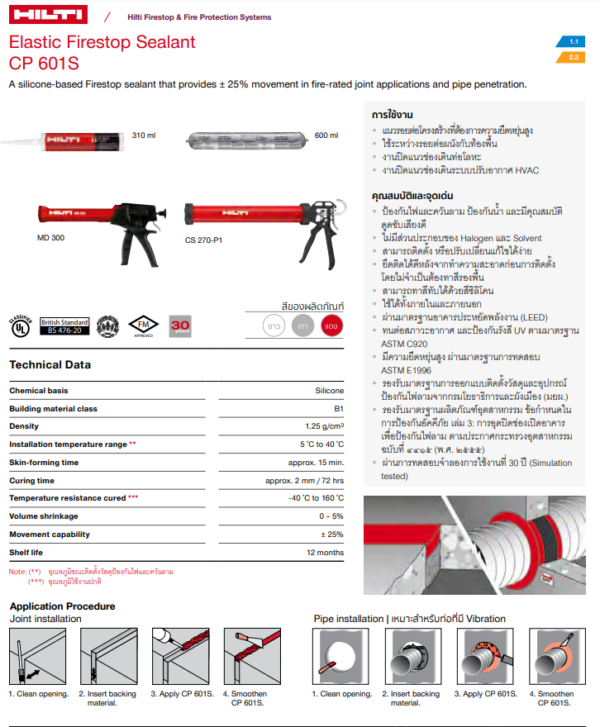 Elastic Firestop Sealant CP 601S A silicone-based Fi - Bitec Enterprise
